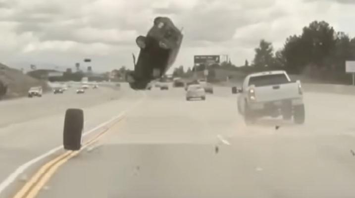 Tire pops off truck, causes car to flip on Chatsworth freeway